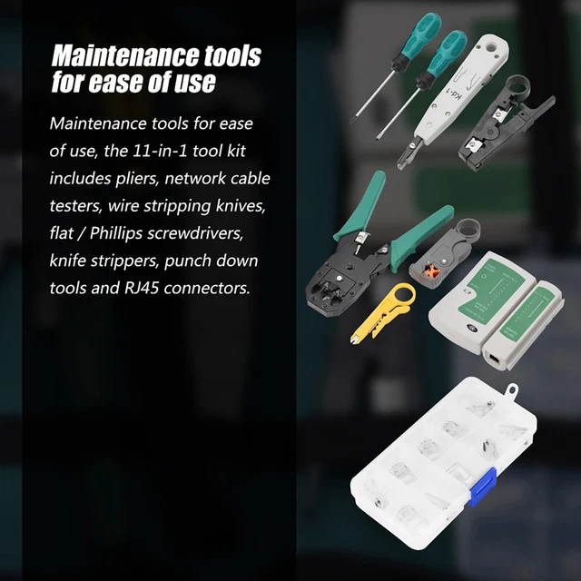 LAN NETWORK SERVICE Tool Kit Cable Tester Kit 11-piece Combination Kit ...