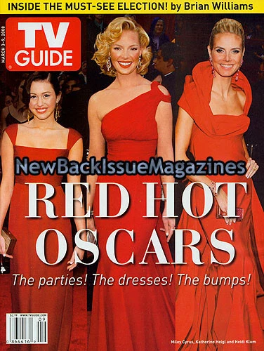 TV GUIDE 3/08,KATHERINE Heigl,Heidi Klum,Miley Cyrus,Oscars,March 2008 ...