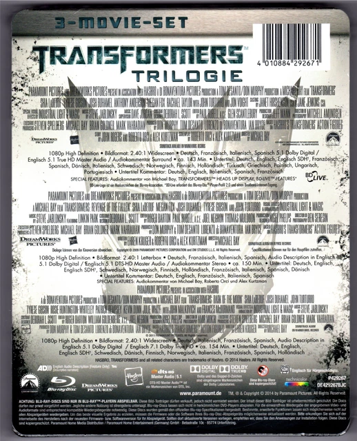 TRANSFORMERS TRILOGIE 3-DISC Blu-Ray Steelbook Neu & Ovp Mit Lenticular ...