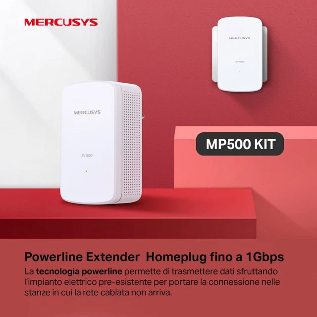 TP LINK MP500 KIT Powerline Kit Homeplug AV2 Fino a 1000Mbps 1 Porta ...