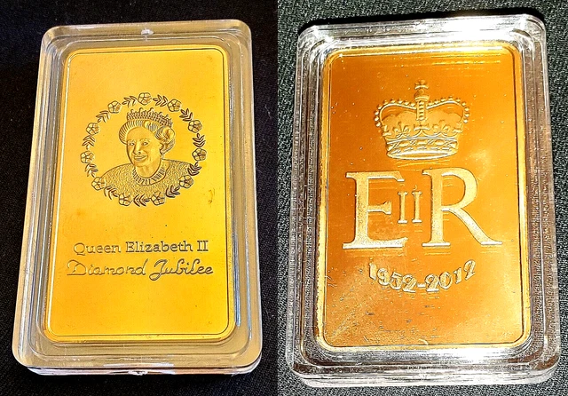 QUEEN ELIZABETH II Gold Bar Diamond Jubilee ingot Royal Family King ...