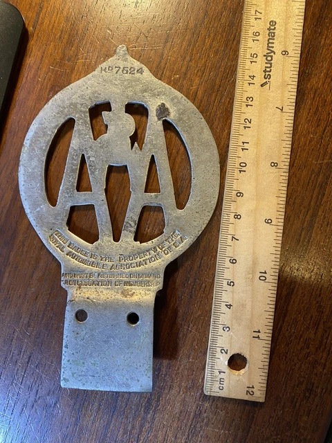 EARLY CAR BUMPER GRILL Badge AA SA AUTOMOBILE ASSOCIATION of SOUTH ...