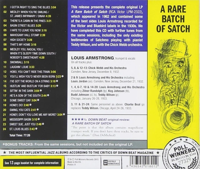 LOUIS ARMSTRONG A Rare Batch of Satch (CD) Album EUR 16,06 - PicClick FR