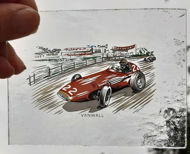 STAINED GLASS VANWALL classic 1960 racing car fired vintage piece Grand ...