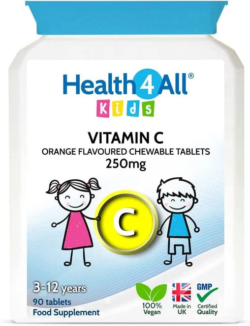 HEALTH4ALL KIDS VITAMIN C 250Mg 90 Tablets (V) Vegan Chewable Vitamin C ...