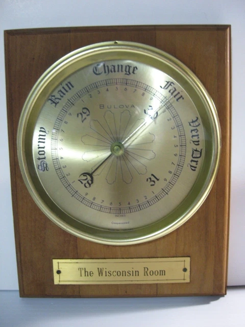 RARE VINTAGE BULOVA Compensated Barometer with Brass Decoration Made in ...