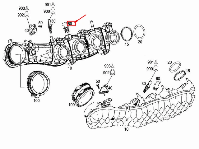 MERCEDES-BENZ E W213 Charge Air Distribution Vent Line A2780106001 NEW ...