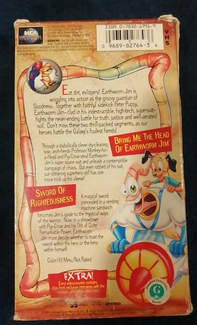 EARTHWORM JIM TV Show Vol 1 VHS (1995) RARE $15.00 - PicClick CA