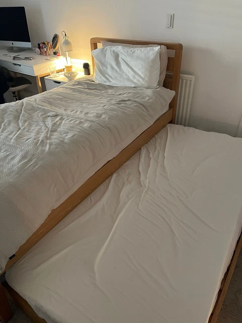 PINE WOOD BED Frame with Rollaway Guest Bed Including 2 Single ...