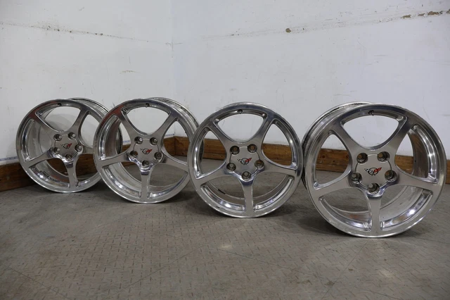00-04 CHEVY C5 Corvette Staggered 5 Spoke OEM Wheels Set Polished QF5 ...