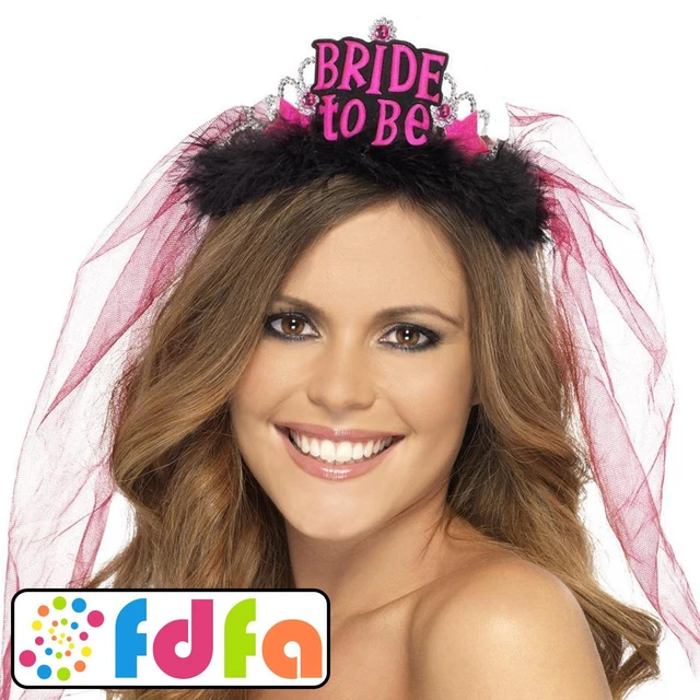 SMIFFYS BRIDE TO Be Tiara with Veil Hen Night Party Fancy Dress £4.99 ...