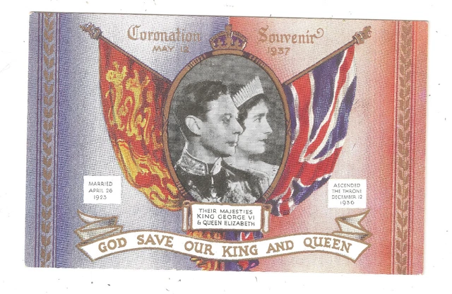 KING GEORGE VI Coronation Royalty England Uk Souvenir Postcard (1937 ...
