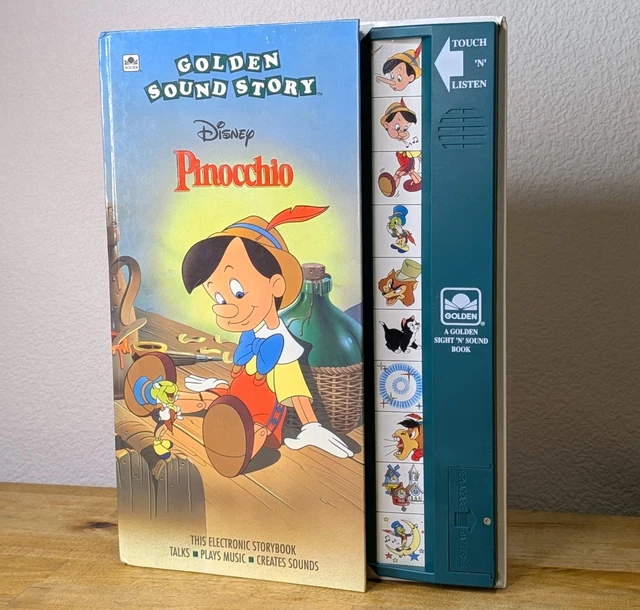 VINTAGE 1992 GOLDEN Sound Story Book "Pinocchio" Disney Electronic ...
