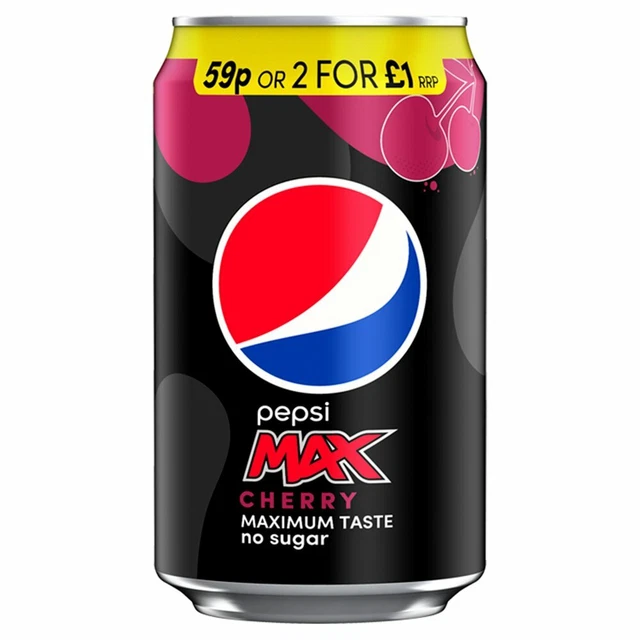 PEPSI MAX CHERRY Cola 330ml Soft Drink, 9 X Pack of 24 Cans £45.00 ...
