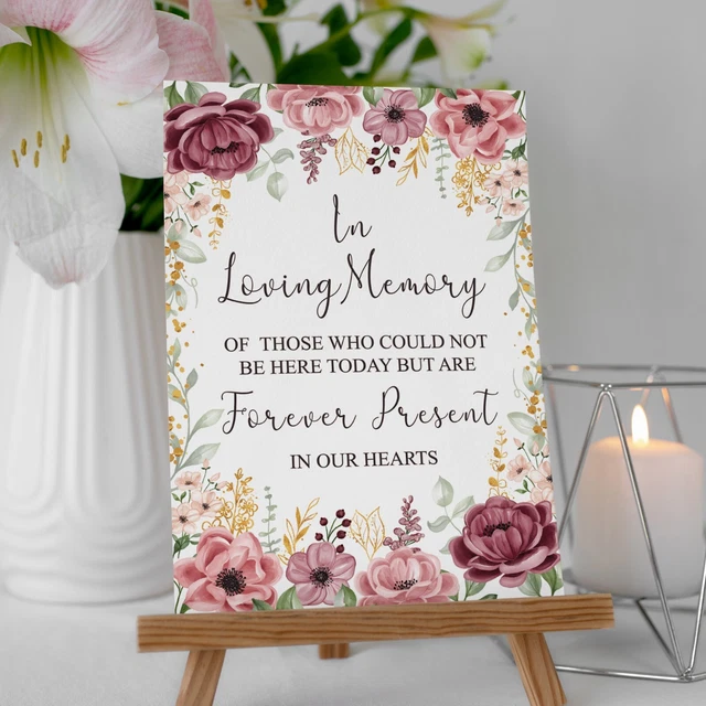 IN LOVING MEMORY Sign Poster For Wedding Reception Memory Gift ...