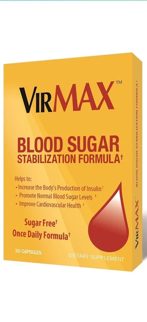 VIRMAX BLOOD SUGAR Stabilization Formula Cardiovascular Supplement 30C ...