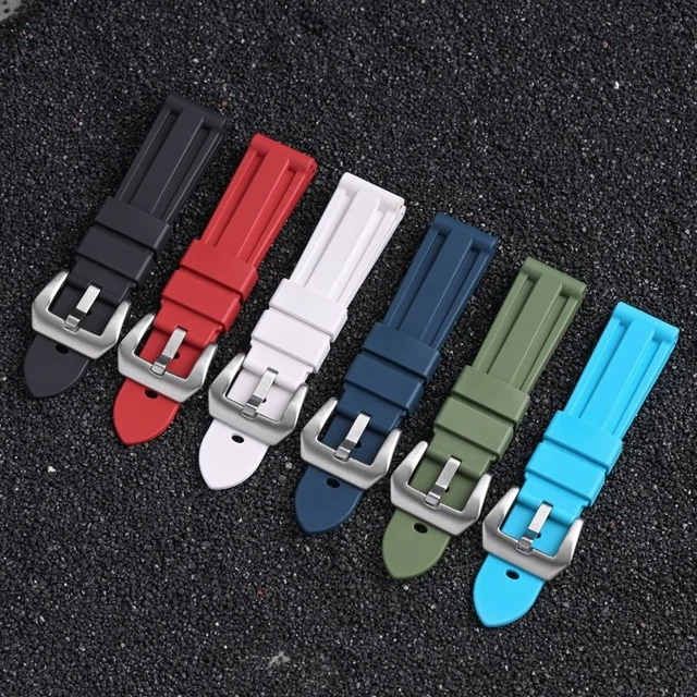 PREMIUM FKM 20 22 24mm Rubber Watch Band Strap Dustproof Bracelet ...