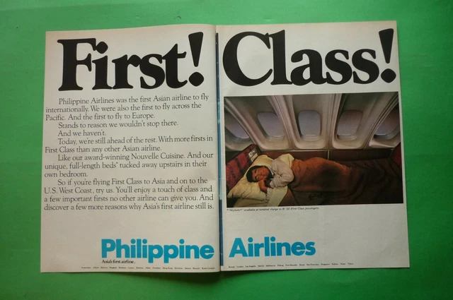 PHILIPPINE AIRLINES B747 1982 Publicité'Vintage First Class Passengers ...