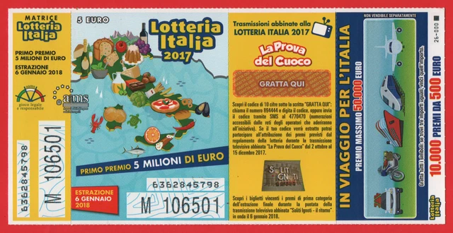 LOTTERIA ITALIA 2017 Biglietto Raro Con Matrice E Gratta E Vinci ...