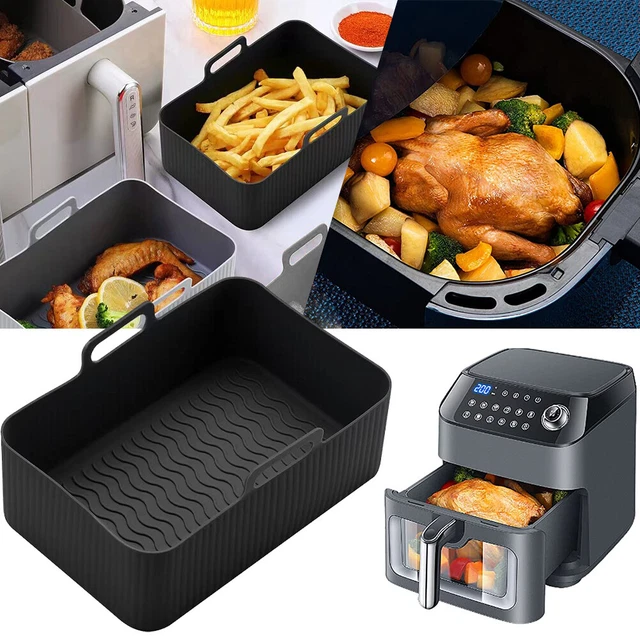 FR SQUARE SHAPED Air Fryer Oven Liner Non Stick Silicone Grill Pan (1pc ...