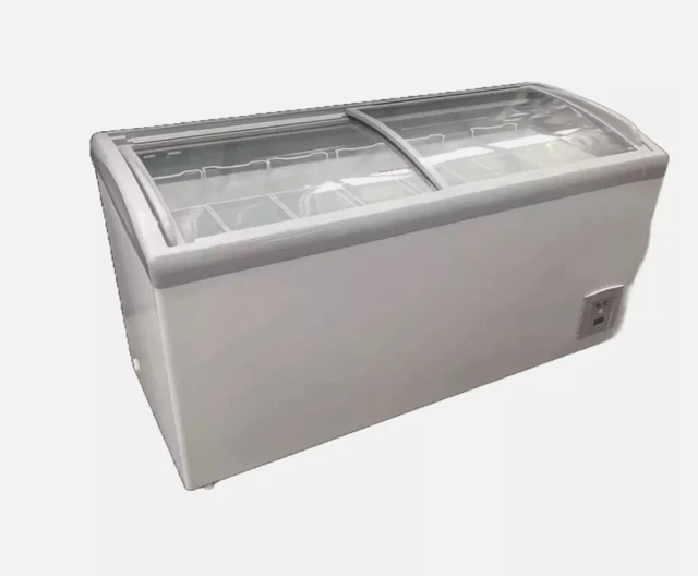 EUROTAG 620L CHEST Freezer Curved Glass Lid Display -18°C Lockable ...
