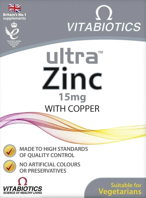 VITABIOTICS ULTRA ZINC 15mg with Copper 60 Tablets Immune Support ...