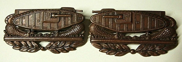 WW1 TANK CORPS Officer Fire Bronze Collar Pair - US Army - PB L £219.41 ...