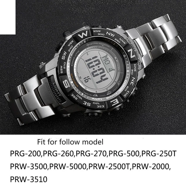 FOR CASIO PRO TreK PRG-200/270/510 PRW-2000/3510/5000 Stainless Steel ...
