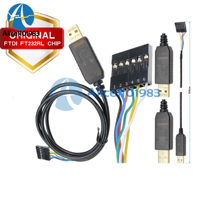 ORIGINAL 6 PIN FTDI FT232RL USB zu TTL Konverter Adapter Kabel passend ... ORIGINAL 6 PIN FTDI FT232RL USB zu TTL Konverter Adapter Kabel passend ...