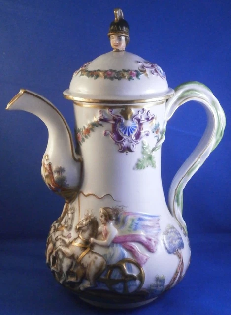 RARE ANTIQUE 19THC Tata Porcelain Capodimonte Coffee Pot Service Jug ...