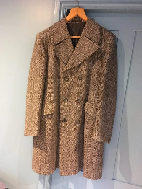 ST MICHAELS HARRIS Tweed herringbone D/B mens overcoat 43/44 vintage UK made £78.72 - PicClick UK