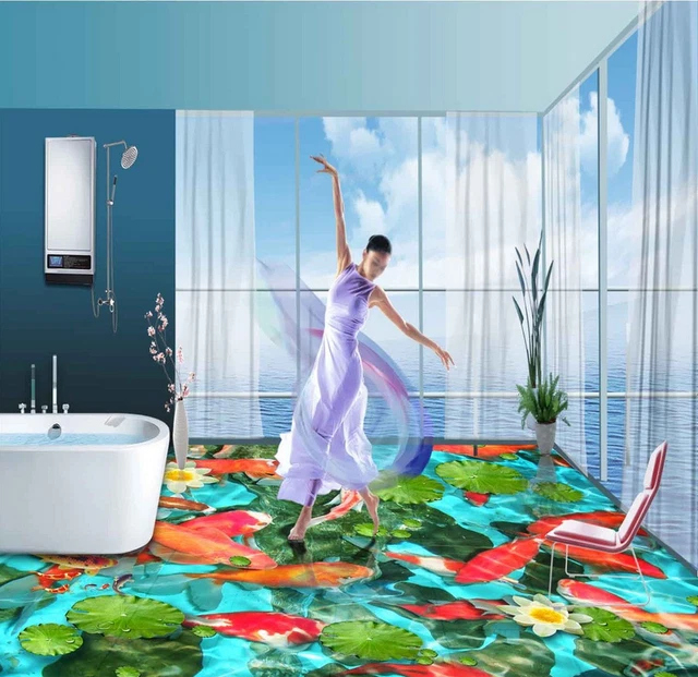 3D RED GOLDFISH A791 Floor WallPaper Murals Wall Print Decal AU Amy ...