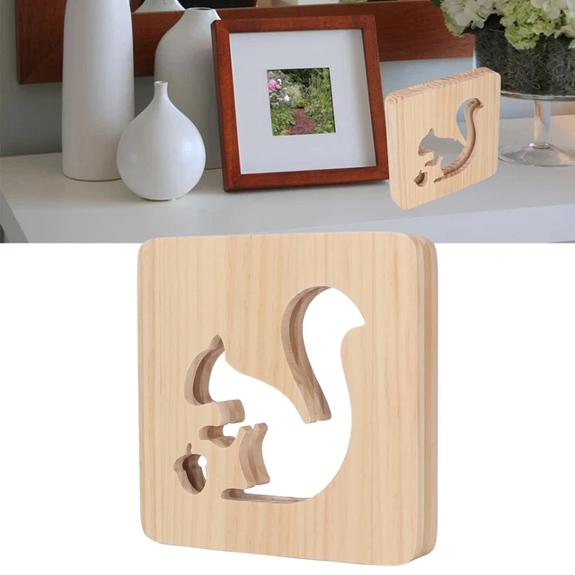 NURSERY NIGHT LIGHT Cute Squirrel Hollow Design Soft Warm LED Light USB ...