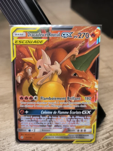 CARTE POKÉMON DRACAUFEU Et Roussil GX Escouade 22/236 SL Éclipse ...