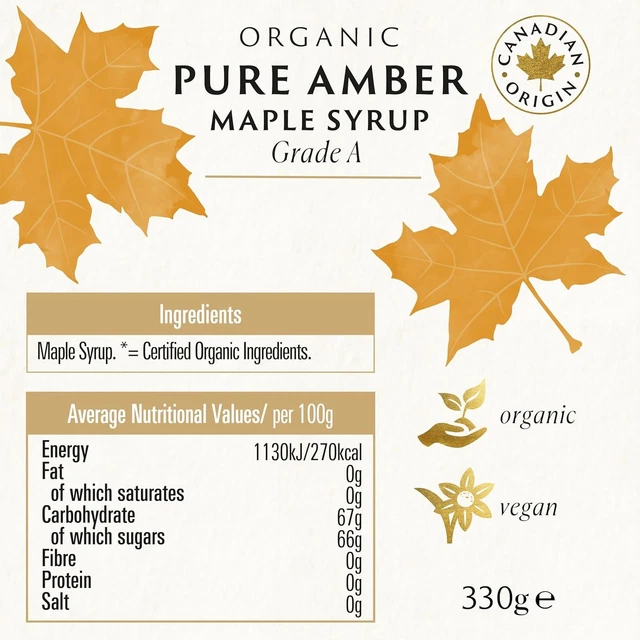 BIONA ORGANIC MAPLE Syrup 330g - Amber, Grade A - Pure 330 ml (Pack of ...