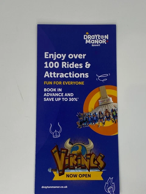 DRAYTON MANOR RESORT Fold Out Promotional Flyer & Map £1.00 - PicClick UK