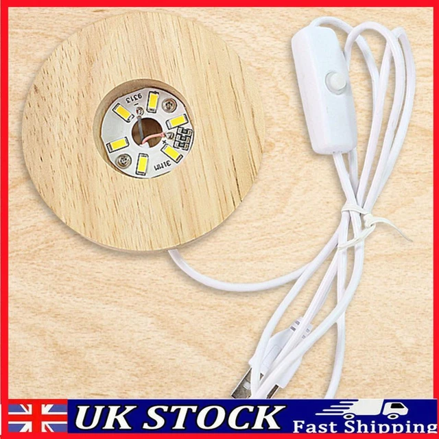 4 INCH LED Display Stand Wooden Light Stand Base with 6 LEDs for Home ...