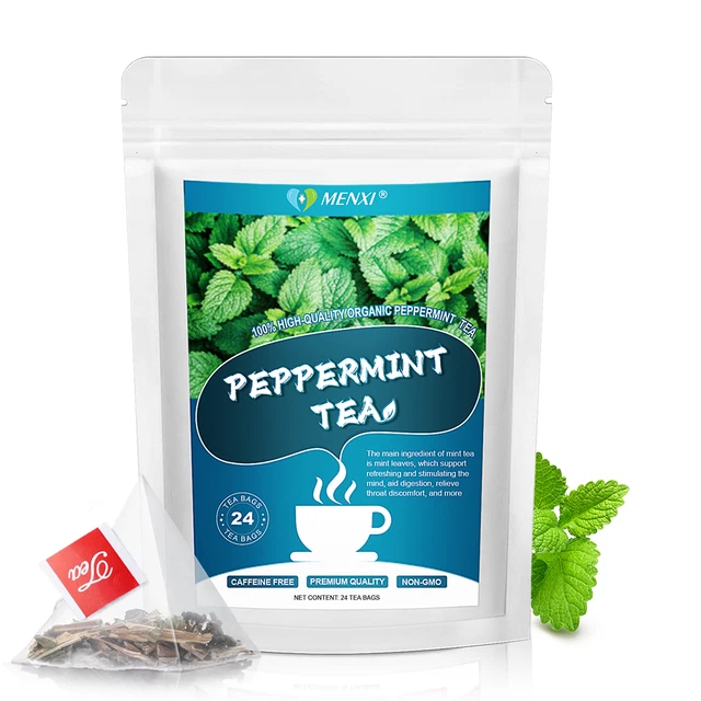 PURE PEPPERMINT HERBAL Tea Individually Wrapped Bags, Fresh Breath, 24 ...
