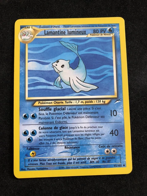 CARTE POKÉMON LAMANTINE lumineux 45/105 - Neo Destiny Wizards FR EUR 6 ...