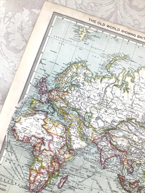 1911 ANTIQUE MAP of The Old World British Empire Colonies Colonial ...