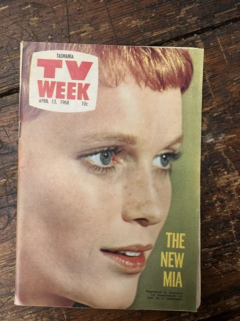 TV WEEK MAGAZINE Australia April Tasmania Edition 1968 Mia Farrow $19. ...