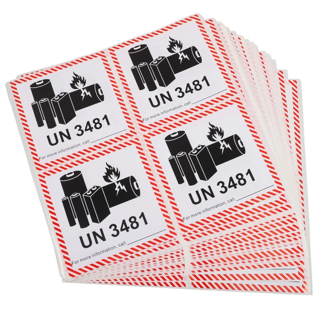 100 PCS WATERPROOF Labels Batteries Battery Packaging Warning Stickers ...