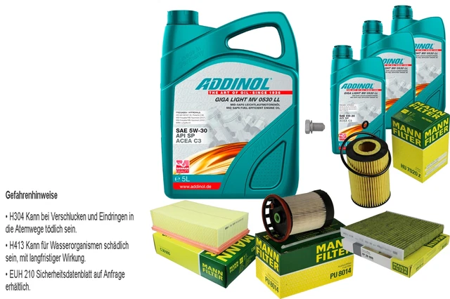 MANN INSPECTION SET 8L ADDINOL GIGA LUMIÈRE VM 0530 LL 5W-30 pour VW ...