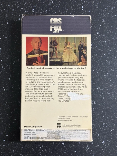 BETA BETAMAX 1984 The King And I Yul Brenner Original Box Movie Film ...