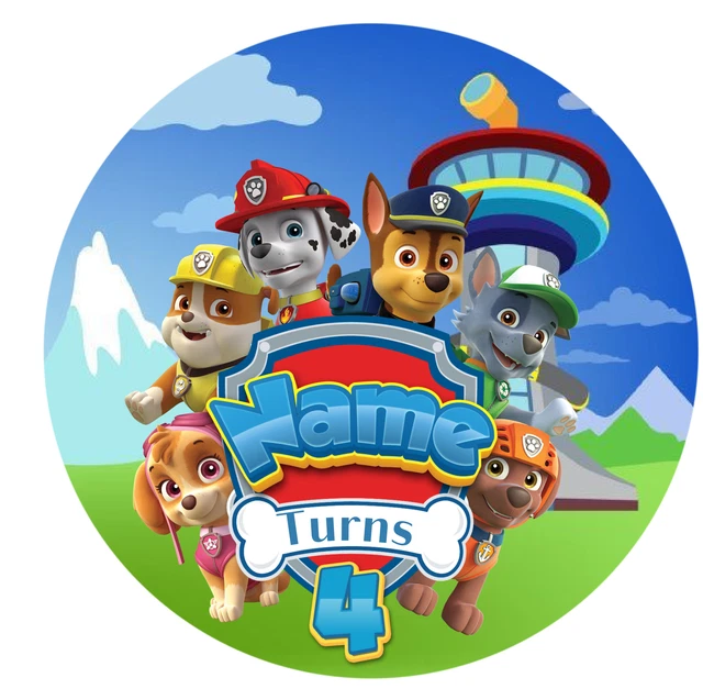 PAW PATROL PERSONALISED Birthday Edible Image Cake Topper Round ...