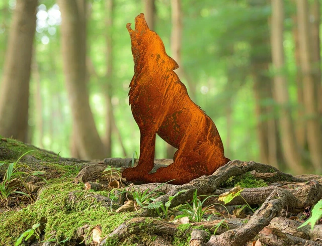 EDELROST DEKO WOLF Metall Rost Deko für Garten, Balkon oder Terrasse Wolf Figur EUR 37,79 ...