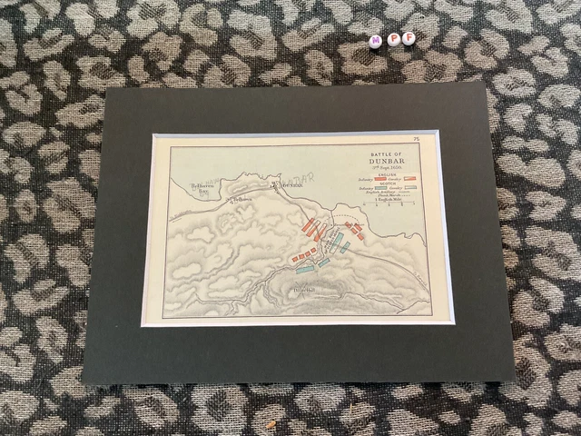 RARE VINTAGE, Warfare , map WAR MILITARY , MOUNTED , Battle Of Dunbar £ ...