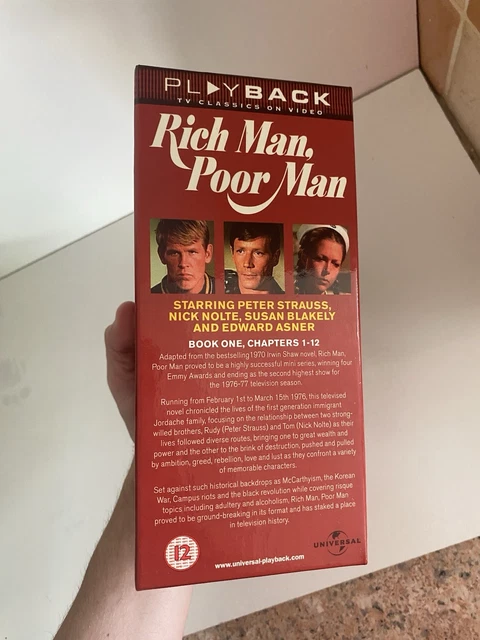 RICH MAN POOR Man VHS Boxset Book One Chapters 1-12 Peter Strauss Nick ...