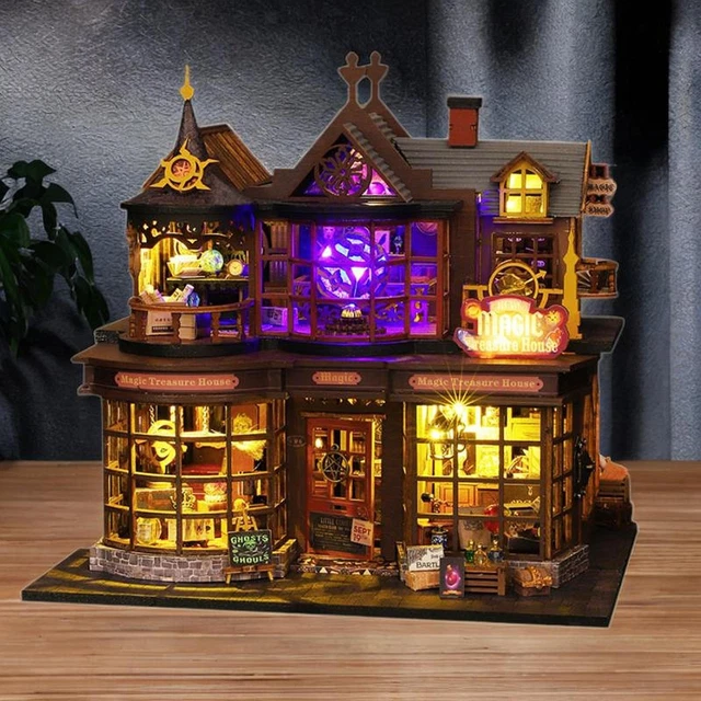 DIY MINIATURE DOLLHOUSE Kits and Dust Cover Educational Toy Crafts ...