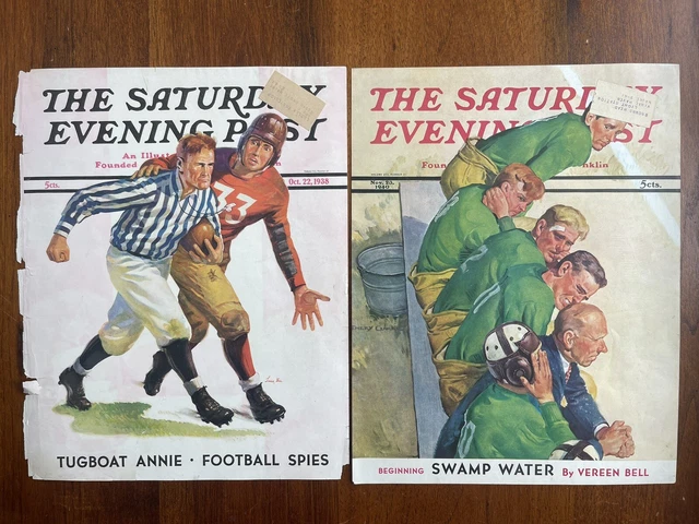 LOT OF 16 1930s Vintage Saturday Evening Post Magazine Covers/ football ...